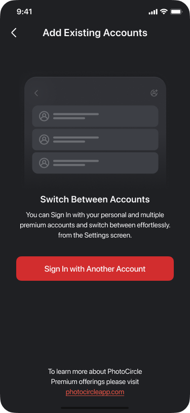 How to add and switch between multiple PhotoCircle accounts ...