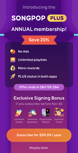 Annual PLUS Subscription — SongPop Classic Help Center