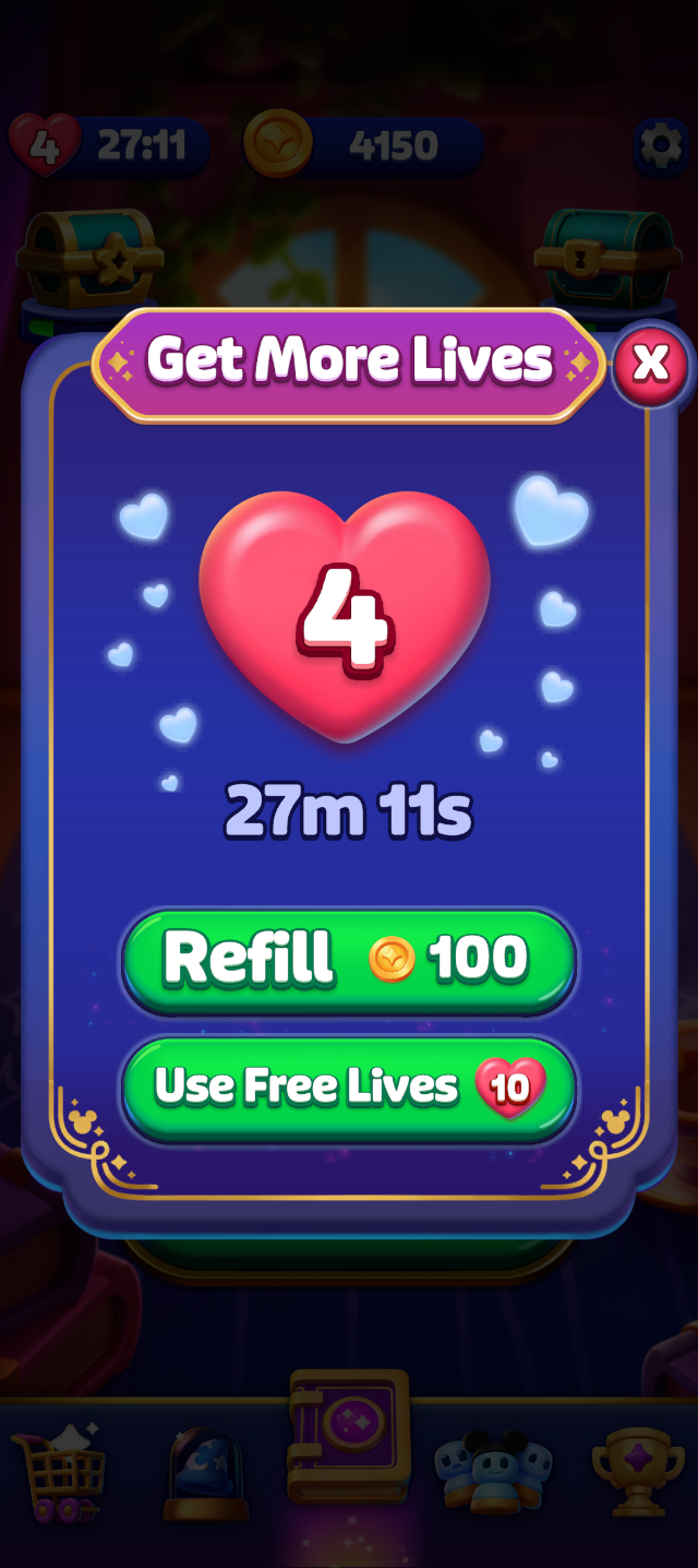 How do I earn Lives (hearts)? — Disney Magic Match 3D Help Center