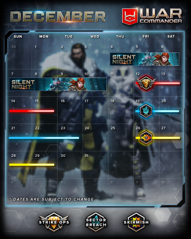 December 2025 Event Calendar — War Commander Help Center