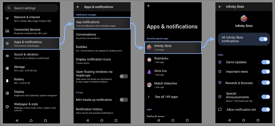 How to turn on push notifications? — Infinity Slots Help Center