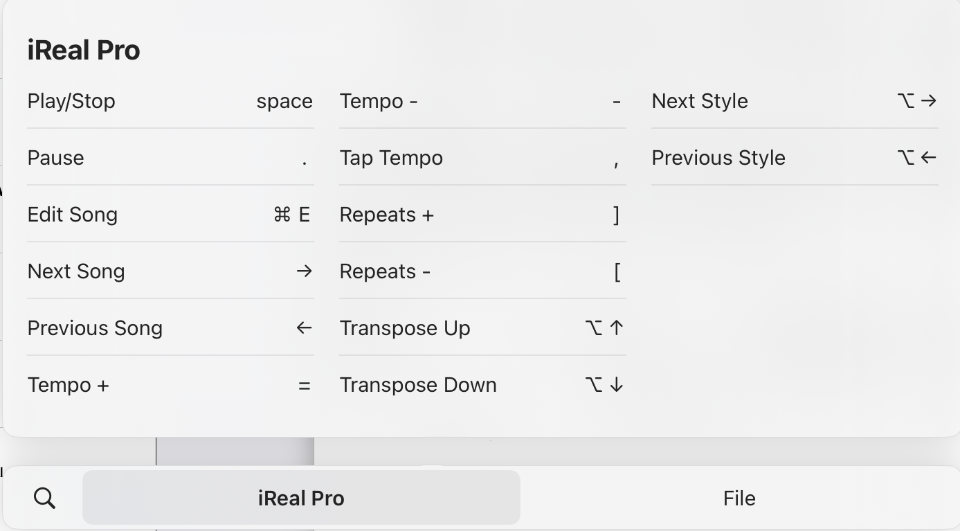 External keyboard — iReal Pro Help Center
