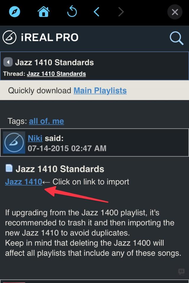 Download songs from Forums — iReal Pro Help Center