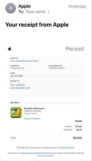 Where can I find my payment receipts? iOS — Klondike Adventures Help Center